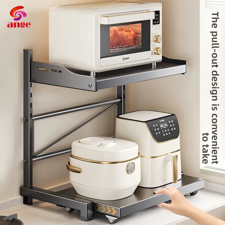 Heavy Duty & Adjustable Height Microwave Rack with Drawer Oven Rack ...