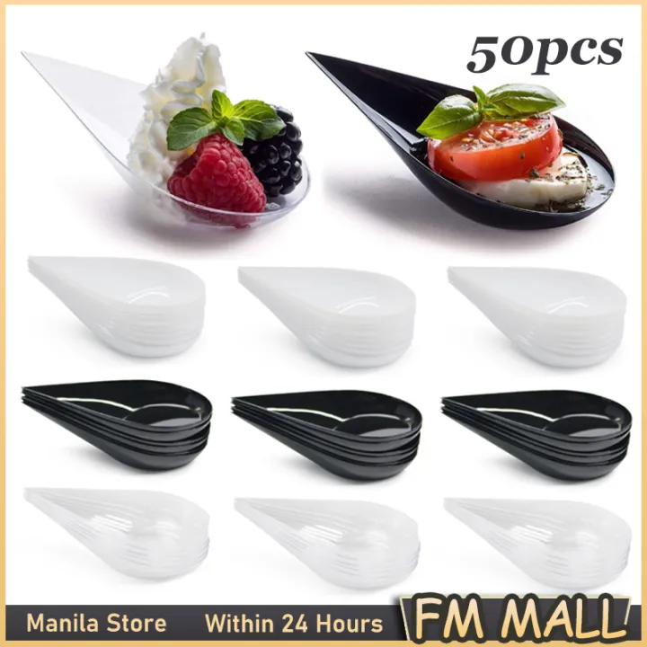 50pcs Disposable Tear Drop Appetizer Plates Party Serving Trays For ...