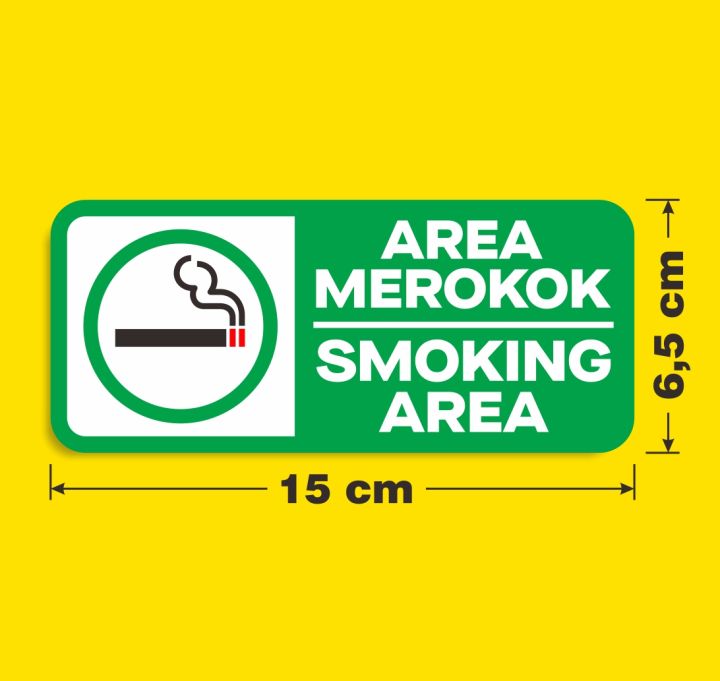 Sticker Sign Vinyl Stiker Area Merokok Smoking Area 6,5 x 15 cm ...