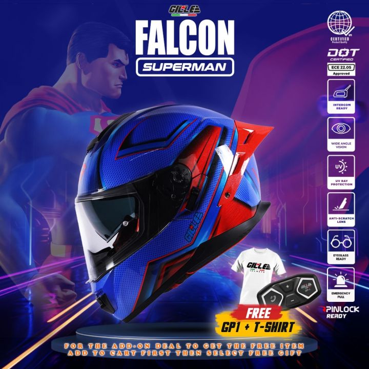 Gille 883 DC Falcon Full Face Dual Visor Double D Ring Lock Helmet | Lazada PH