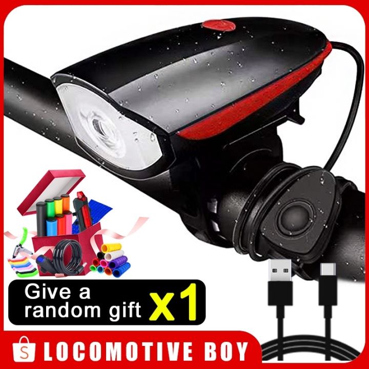 2023】 【COD】Bike with Loud Horn USB MTB Cycle Front Headlight | Lazada PH