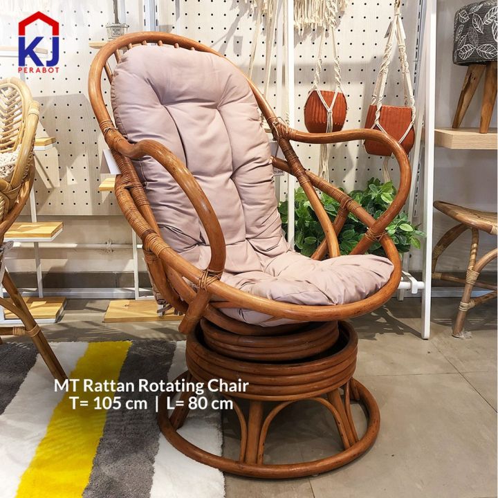 KJ Perabot - Rattan Rotating Chair | Lazada Indonesia