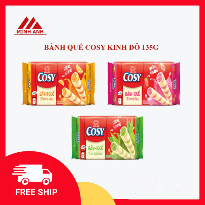 Bánh quế Cosy Kinh Đô 126g, bánh quế kem vị dâu, lá dứa, xoài xí muội ...