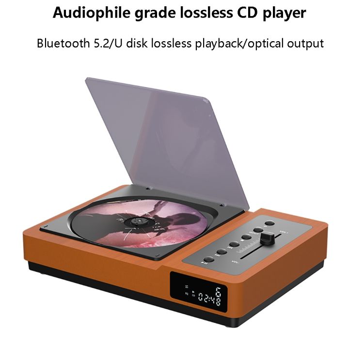Vintage HIFI CD Player Bluetooth 5.2 High and Bass Adjustable Portable CD Audio Player with ...