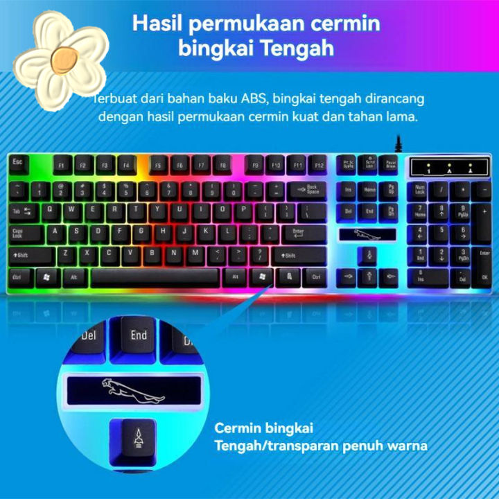 V9eXeZ3G G21B USB Wired Gaming Set: RGB Keyboard with Mouse, High ...