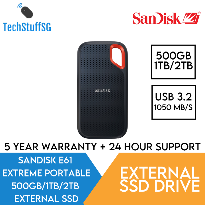 [Free Case] SanDisk Extreme Portable E61 V2 500GB/1TB/2TB/4TB External SSD USB 3.2 Drive ...