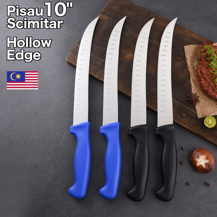 Professional 10" Curved Back Butchering Scimitar Cimeter Knife With ...