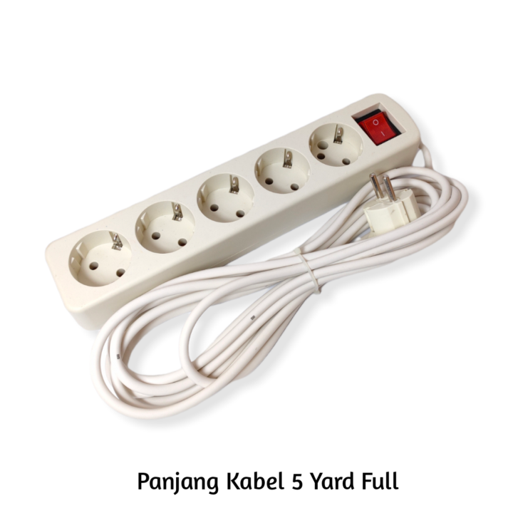 Stop Kontak Terminal Kuningan 5 Lubang + Kabel 5 Yard , 3 Yard & 1.5 ...