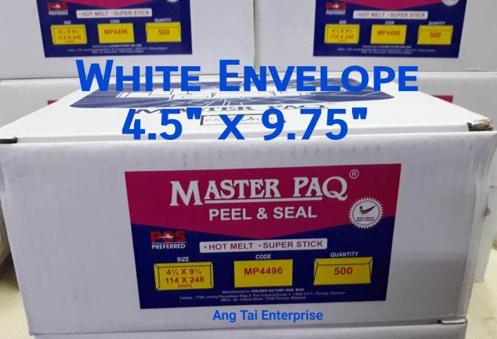 MASTER PAQ 4.5" X 9.75" Sampul Surat Putih Peel & Seal (500 Keping ...