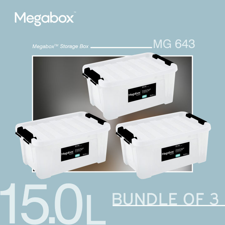 Megabox MG-643 15L BLACK LOCK Storage Box (Bundle of 3) | Lazada PH