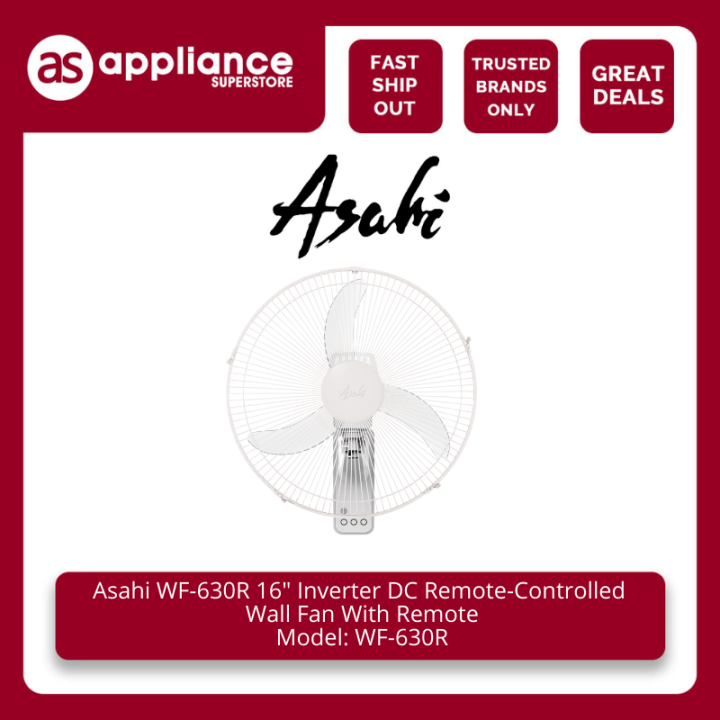 Asahi WF-630R 16" Inverter Wall Fan With Remote DC Remote-Controlled ...