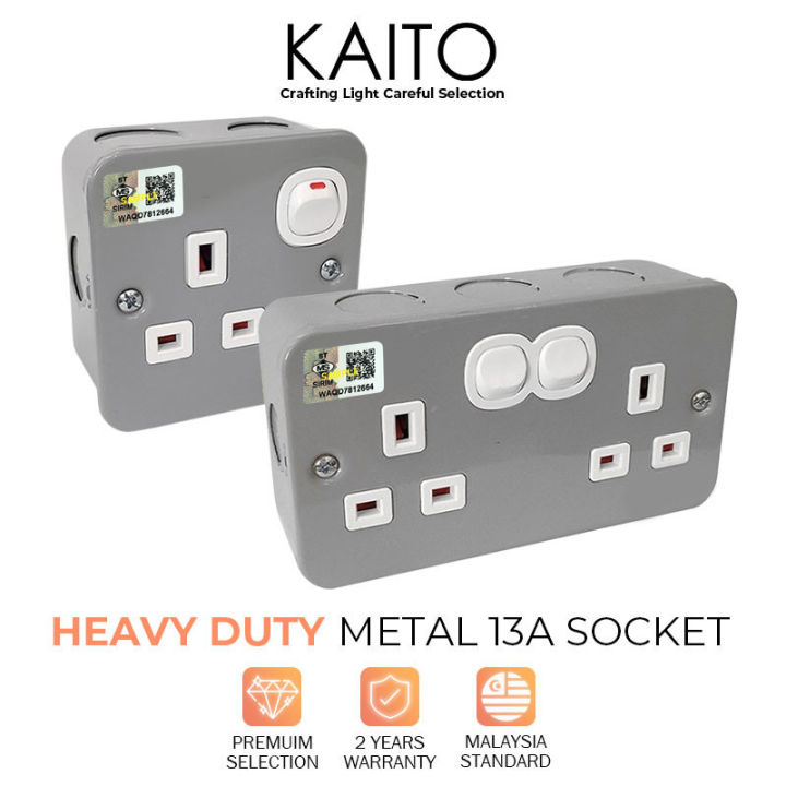 (SIRIM) 13AMP Metal Socket ONLY 13A Heavy Duty Clad Hardcore Switched ...