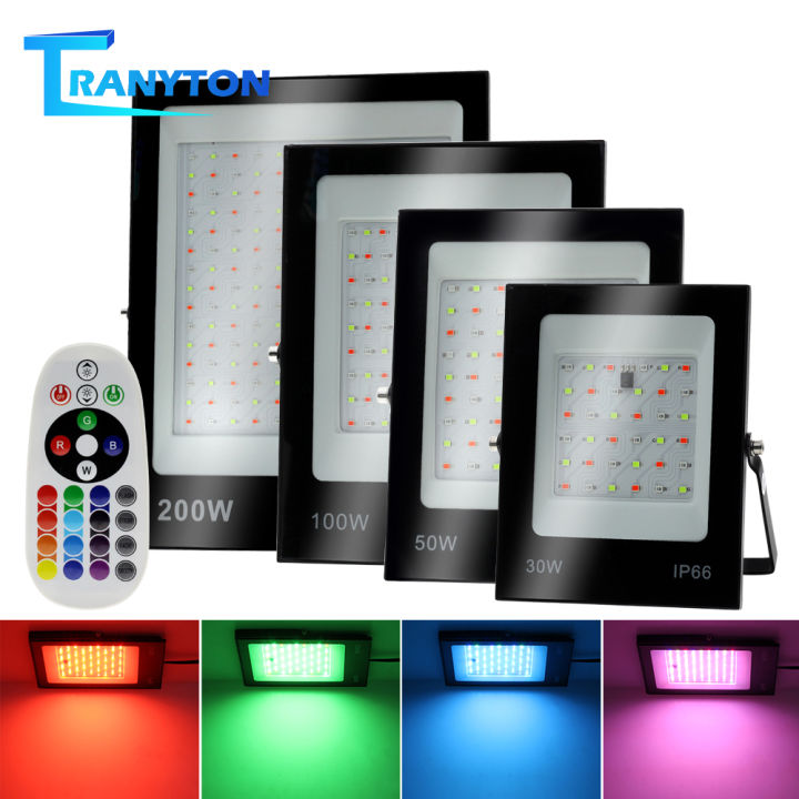 RGB LED Floodlight 220V 30W 50W 100W 200W Outdoor Wall Lamp Reflector ...
