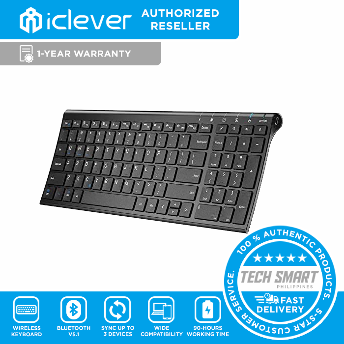 iClever BK10 Bluetooth Keyboard, Universal Wireless Keyboard, Rechargeable Bluetooth 5.1 Multi ...