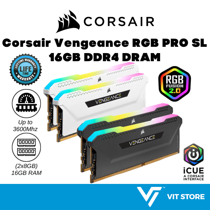 Corsair Vengeance RGB Pro SL 16GB (2x8GB) DDR4 3600MHz Desktop PC ...