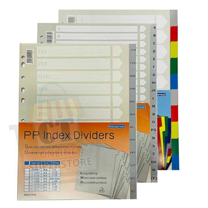 Bindermax PP Index Divider A4 (for all your Ring Binder and Arch File ...