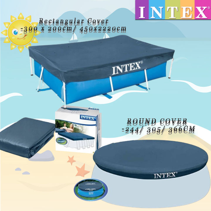 Intex Original Round / Rectangular Frame Pool Cover With Rope Tie ... Intex Original Round / Rectangular Frame Pool Cover With Rope Tie ...