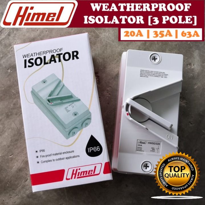 Ready Stock Himel Ip66 Weatherproof Isolator Switch 20a 35a 63a 3 Pole