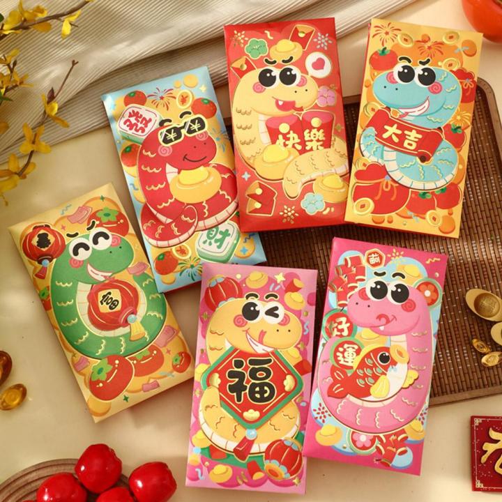 6PCS 2025 CNY Snake Year 3D Red Packet CNY Chinese New Year Angbao ...