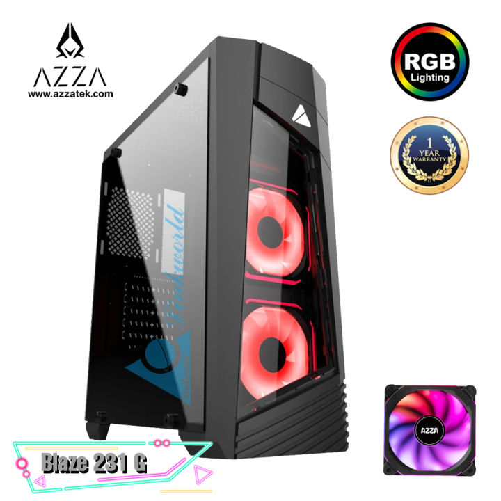 AZZA Mid Tower Tempered Glass RGB Gaming Computer Case Blaze 231G ...