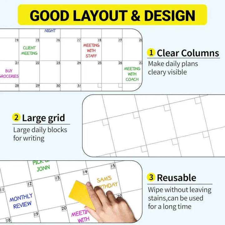 Wall Planner Erasable Large Wall Planner Calendar Erasable 12 Month ...