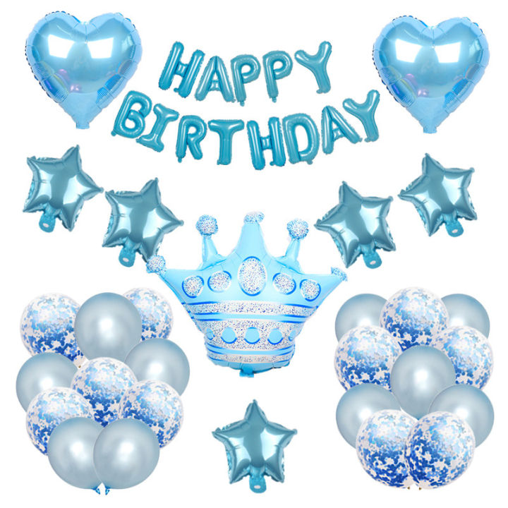 Birthday Crown Balloon Prince Crown Blue Princess Crown Pink Baby ...