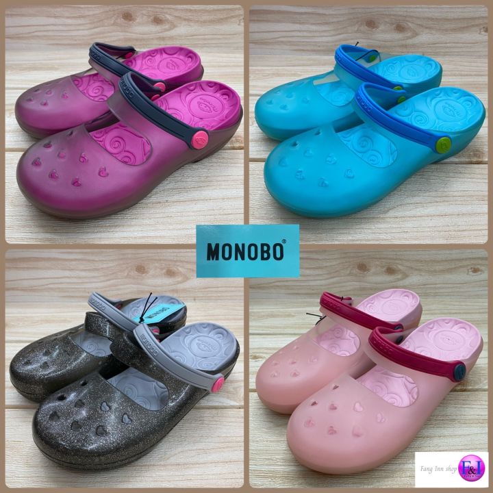 MONOBO Kimberry รองเท้าแบบสวม (5-8) สีชมพู/ดำ/ทะเล/กากเพชร | Lazada.co.th