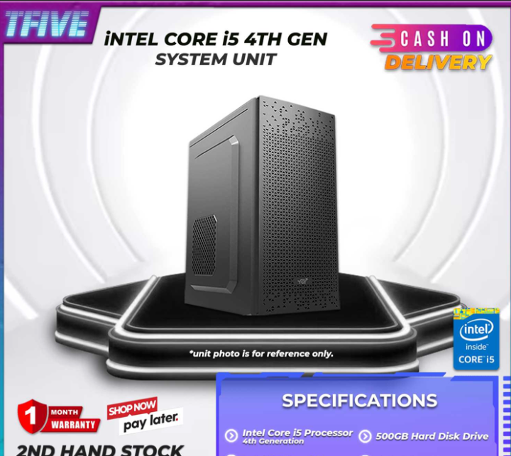 SYSTEM UNIT INTEL CORE I5 4th GEN 4GB RAM 500GB HDD W/ FREE POWER CORD ...