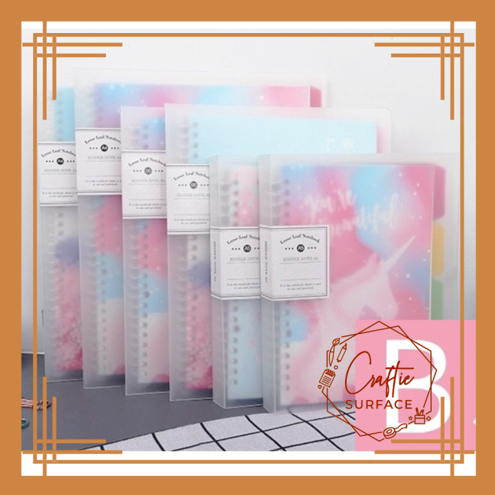 B5(26holes) Frosted Binder Notebook -- Sakura and Unicorn Theme | Lazada PH