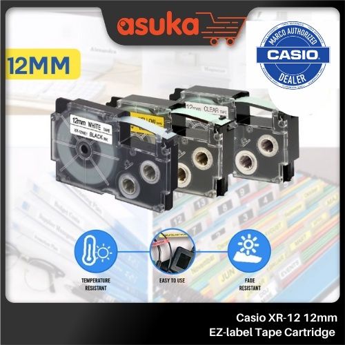 [ORIGINAL] Casio XR-12 12mm EZ-label Tape Cartridge / Optional XR-12X1 XR-12WE1 XR-12YW1 Genuine ...