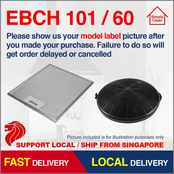 ELBA EBCH 101 / 60 HM SS Compatible Cooker Hood Charcoal Carbon filter ...