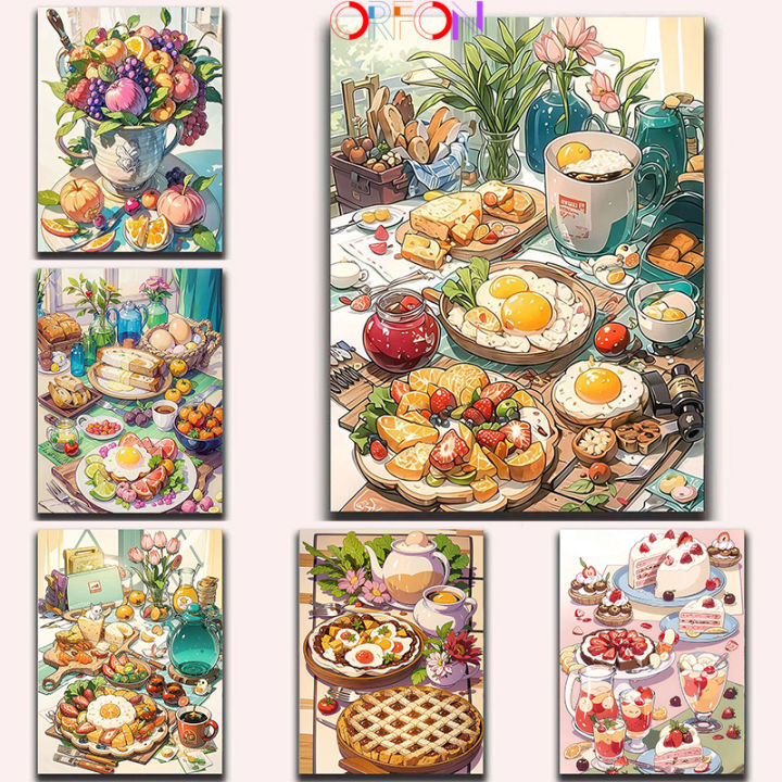 ORFON Paint by number diy oil painting by numbers number painting food ...
