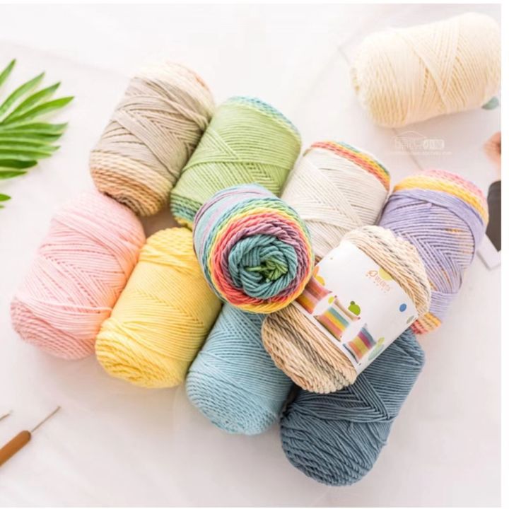 5ply Milk Cotton Yarn/ Handmade DIY Knitting Wool/ Rainbow Yarn/ Benang ...