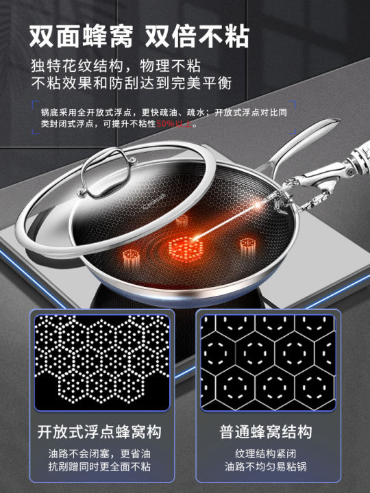 Cookcell Cooksell wok household non-stick honeycomb stainless steel wok ...