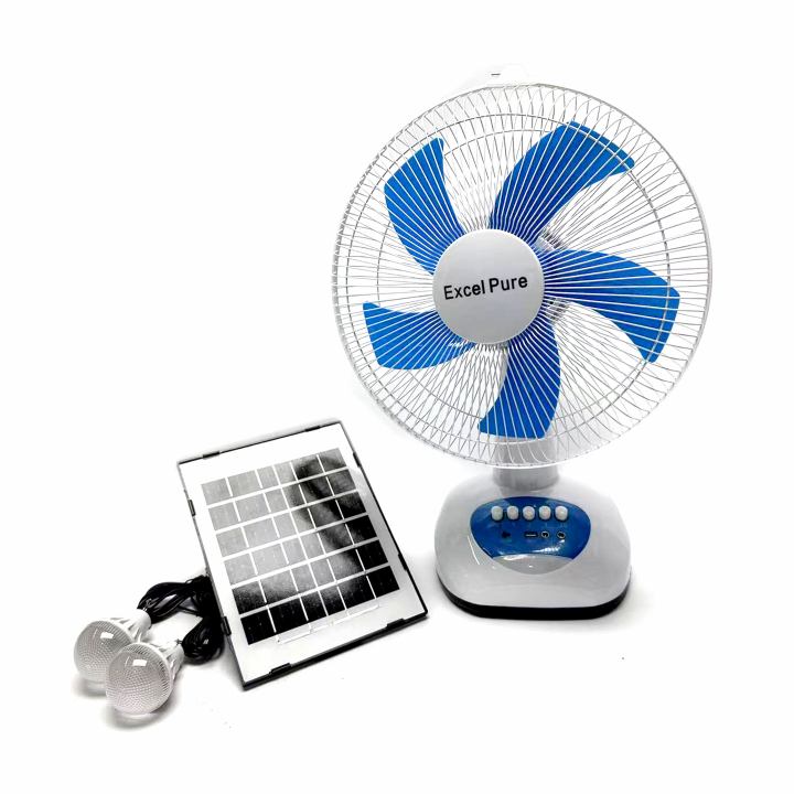 EXCELPURE Solar Power Table Fans Electric Battery Desk Fan 12 Inch ...