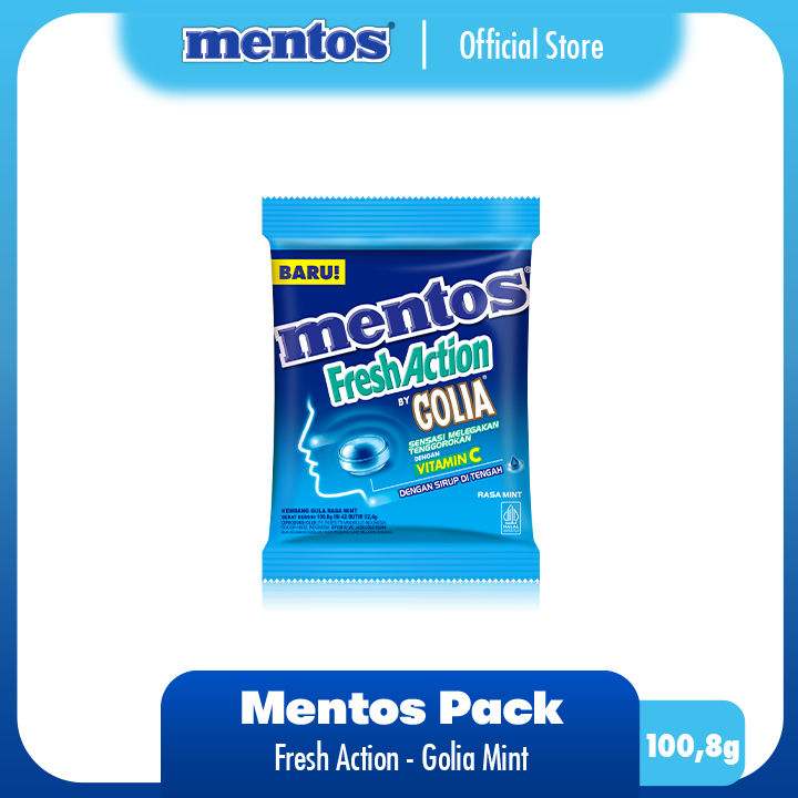 Mentos Fresh Action Golia Mint 84g - Permen Pelega Tenggorokan Rasa ...