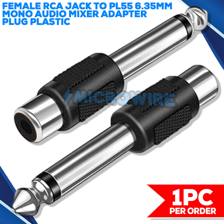 6.35mm MONO Jack Plug To RCA Socket Phono Sound Music Audio Adaptor ...