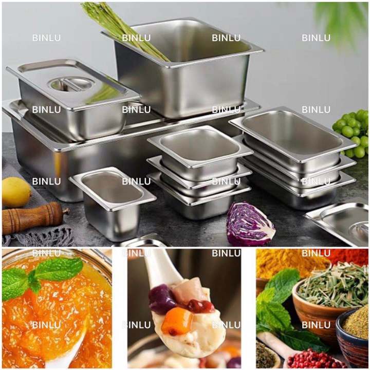 BINLU Heavy Duty Stainless Steel Hotel Pan with Cover Buffet Food Tray ...