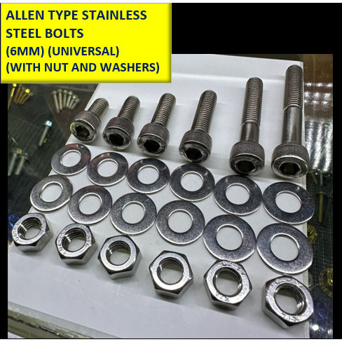 ALLEN Type Stainless Steel 6mm bolts with FREE Stainless nut and ...