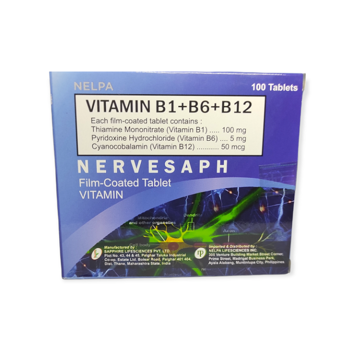 Vitamin B Complex NERVESAPH Vitamin B1+B6+B12 100 Tablets | Lazada PH