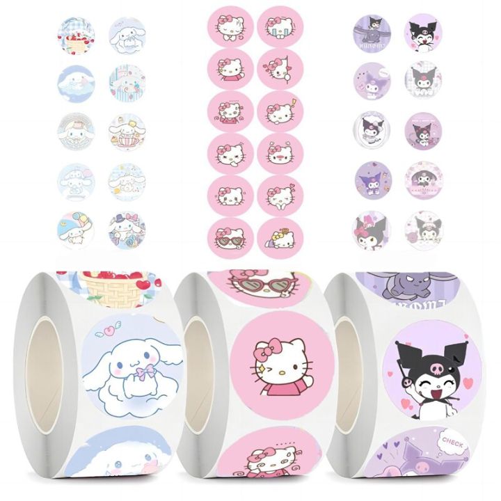 500pcs/roll 25MM Sanrio Sticker Cute Cartoon Cartoon Hello Kitty ...