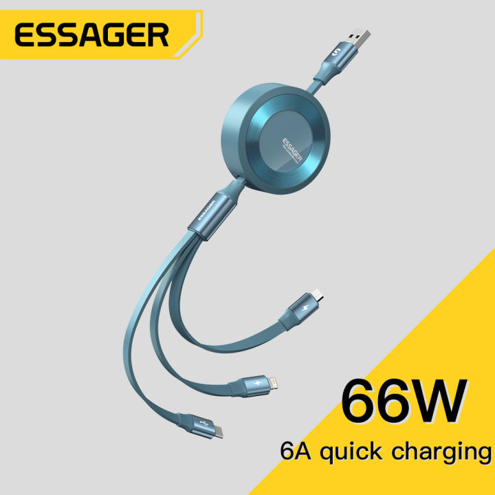 Essager Cáp USB 3 Trong 1 6A 66W Sạc Nhanh Cho iPhone Micro USB Type C ...
