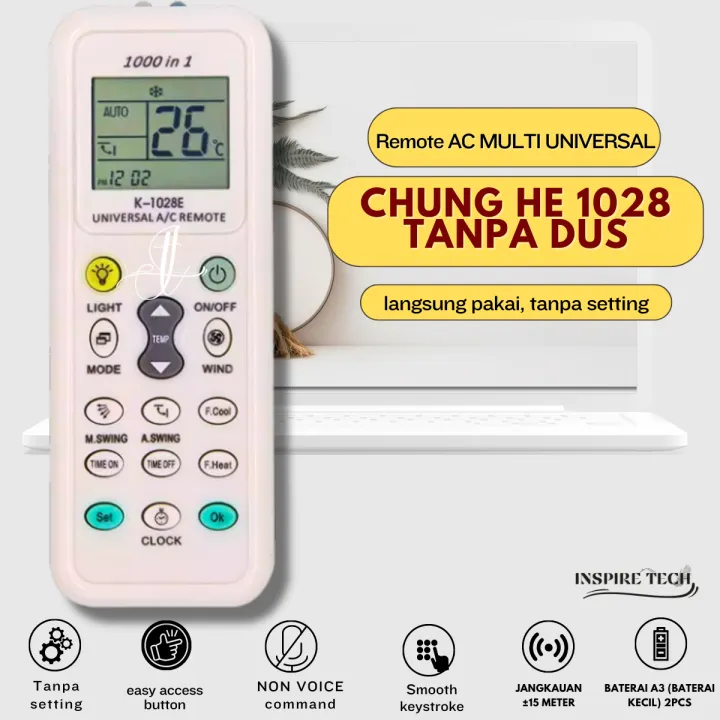 Remote AC MULTI 1028 CHUNG HE TANPA DUS untuk berbagai merk AC universal | Lazada Indonesia