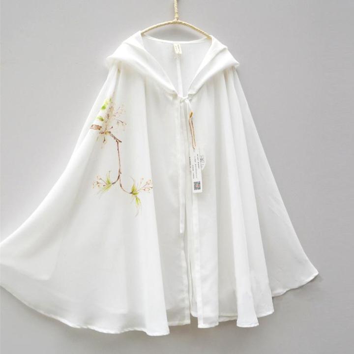 Women Han Chinese Style Cloak Summer Short Section Style Coat Chiffon ...