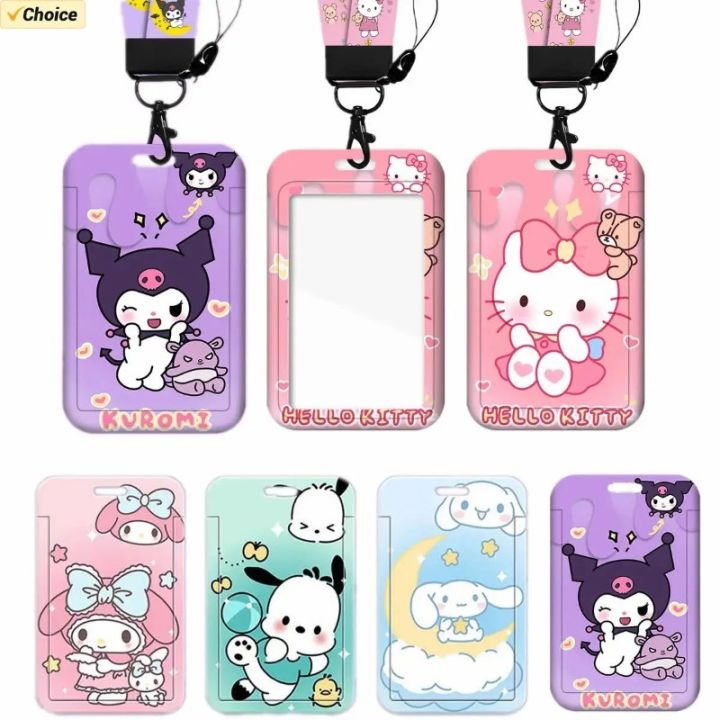 Cartoon Cute Sanrio Lanyard Card Sleeve Hello Kitty Kuromi My Melody ...