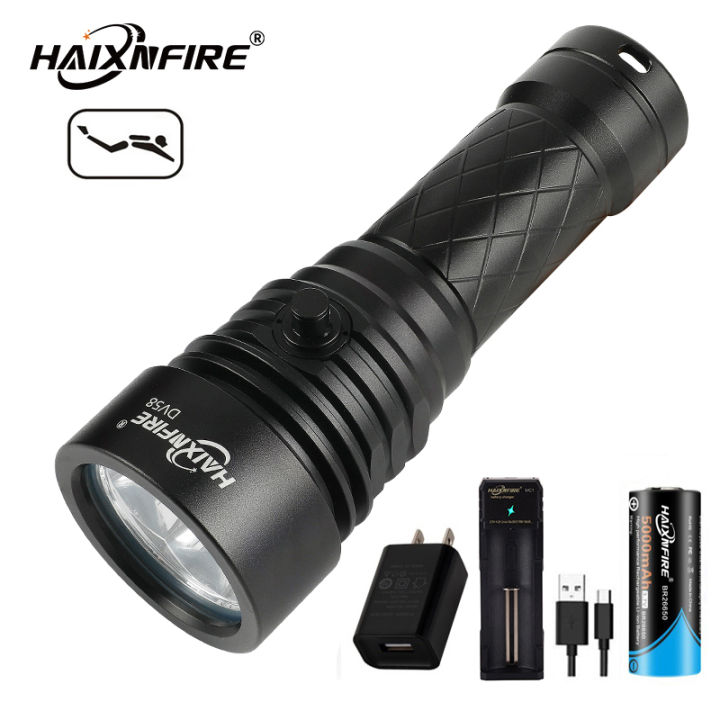 Haixnfire Đèn Pin Chống Nước Dv58 Đèn Pin Lặn Biển Ipx8 Độ Sáng Cao