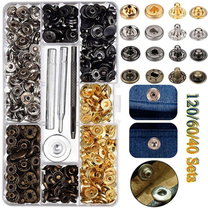 EG【Ready Stock】4 Colors Clothes Fastener Snaps Kit Metal Press Stud 12. ...