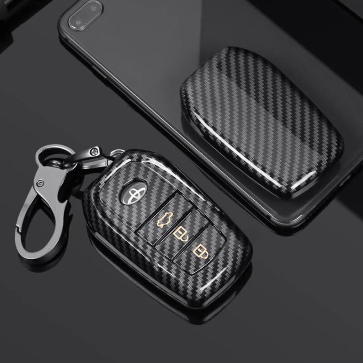 Car Key Case For Toyota / Revo Fortuner Hilux 3 button Smart Key Carbon ...