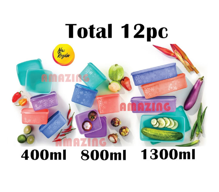 Tupperware Snowflake Square Round 400ml/ Snowflake Medium Square Round ...