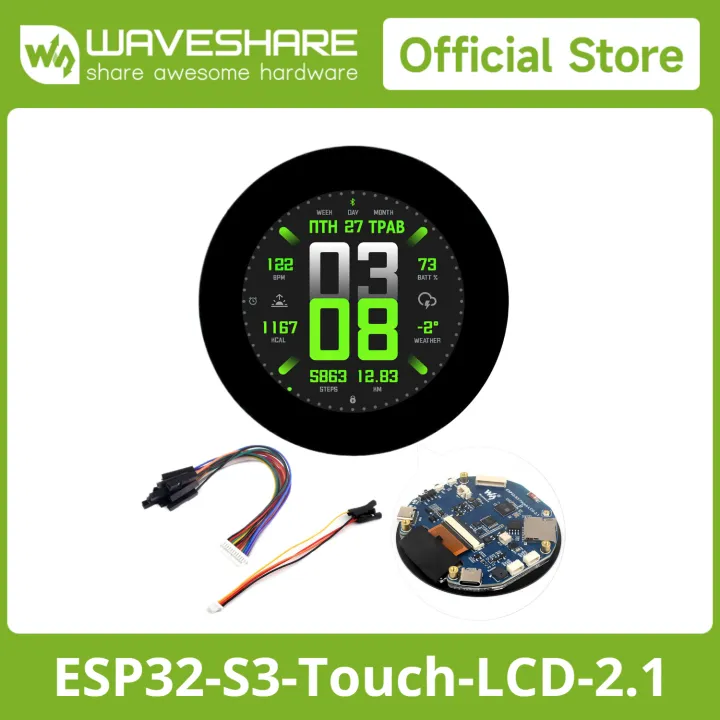 Waveshare ESP32-S3 2.1inch Capacitive Touch Round Display Development Board, 480×480, IPS, 32 ...